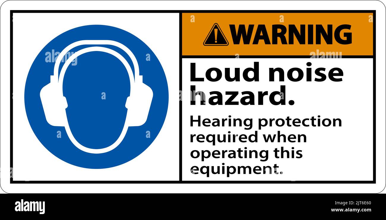 Warning Hearing Protection Required Sign On White Background Stock ...