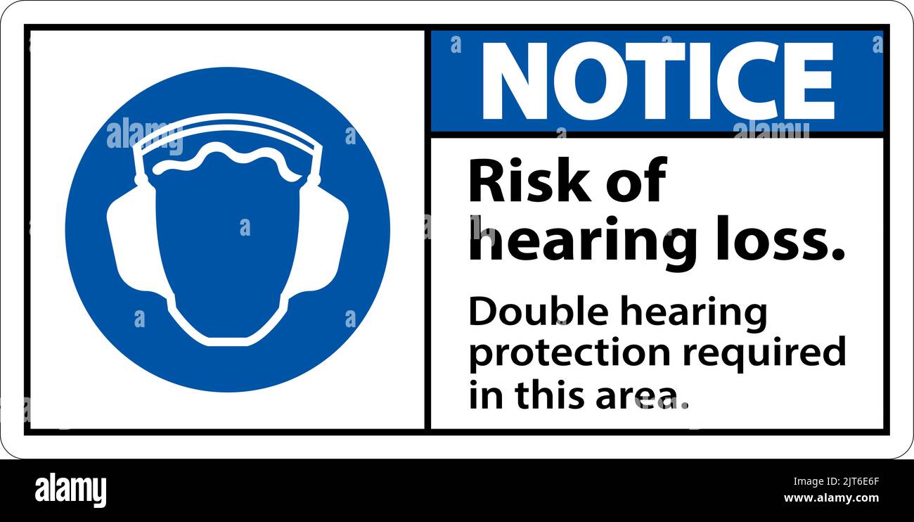 Notice Double Hearing Protection Sign On White Background Stock Vector ...