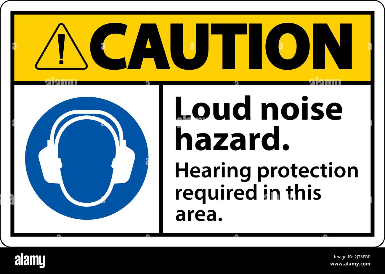 Caution Hearing Protection Required Sign On White Background Stock ...
