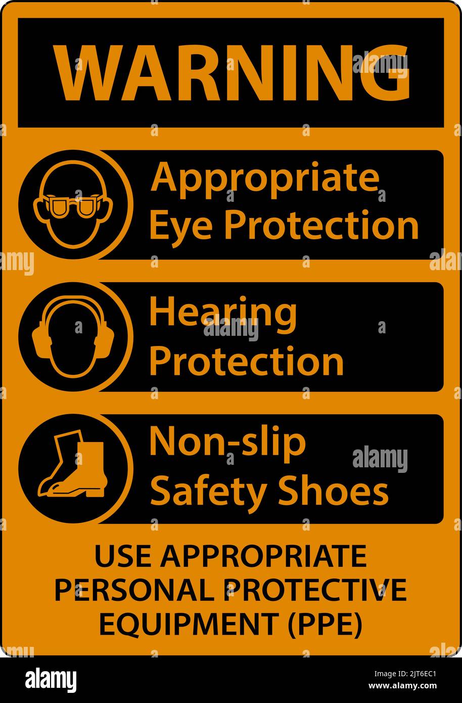 Warning Use Appropriate PPE Sign On White Background Stock Vector Image ...