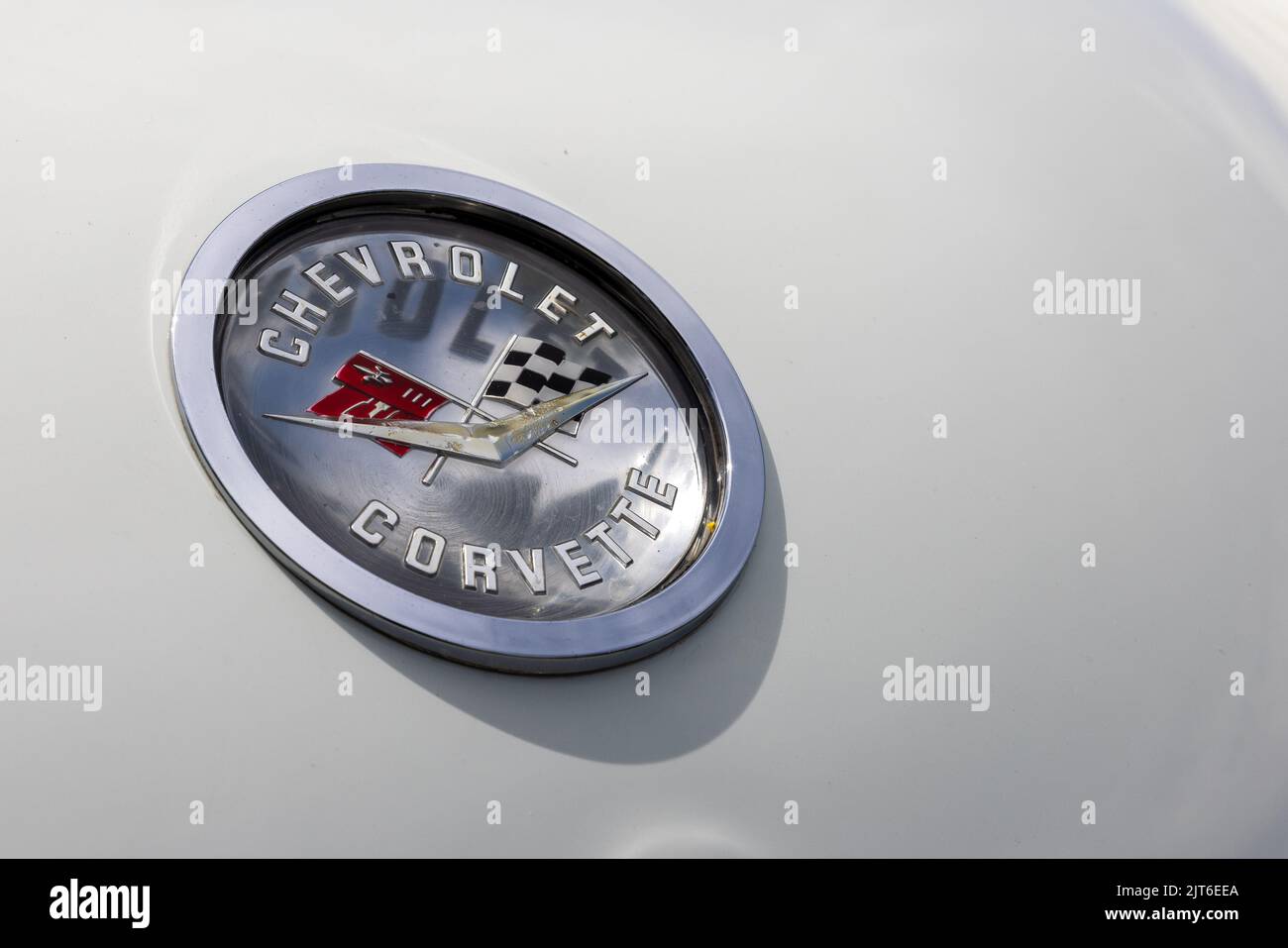 1960 Chevrolet Corvette bonnet badge Stock Photo - Alamy