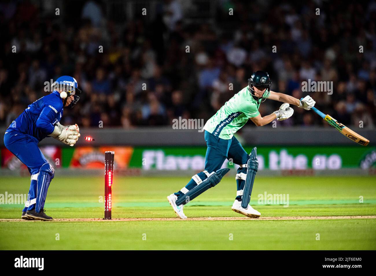 LONDON, UNITED KINGDOM. 27th Aug, 2022. Adam Rossington of London Spirit took wickets off of ...
