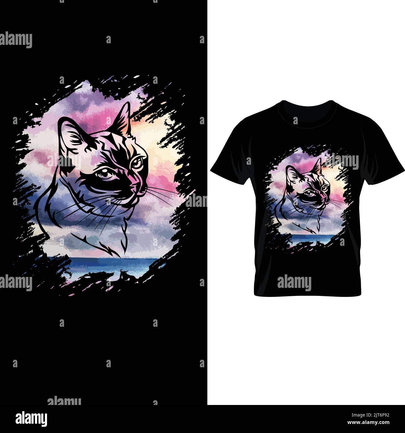 Cat drawing t shirt Stock Vector Images - Alamy