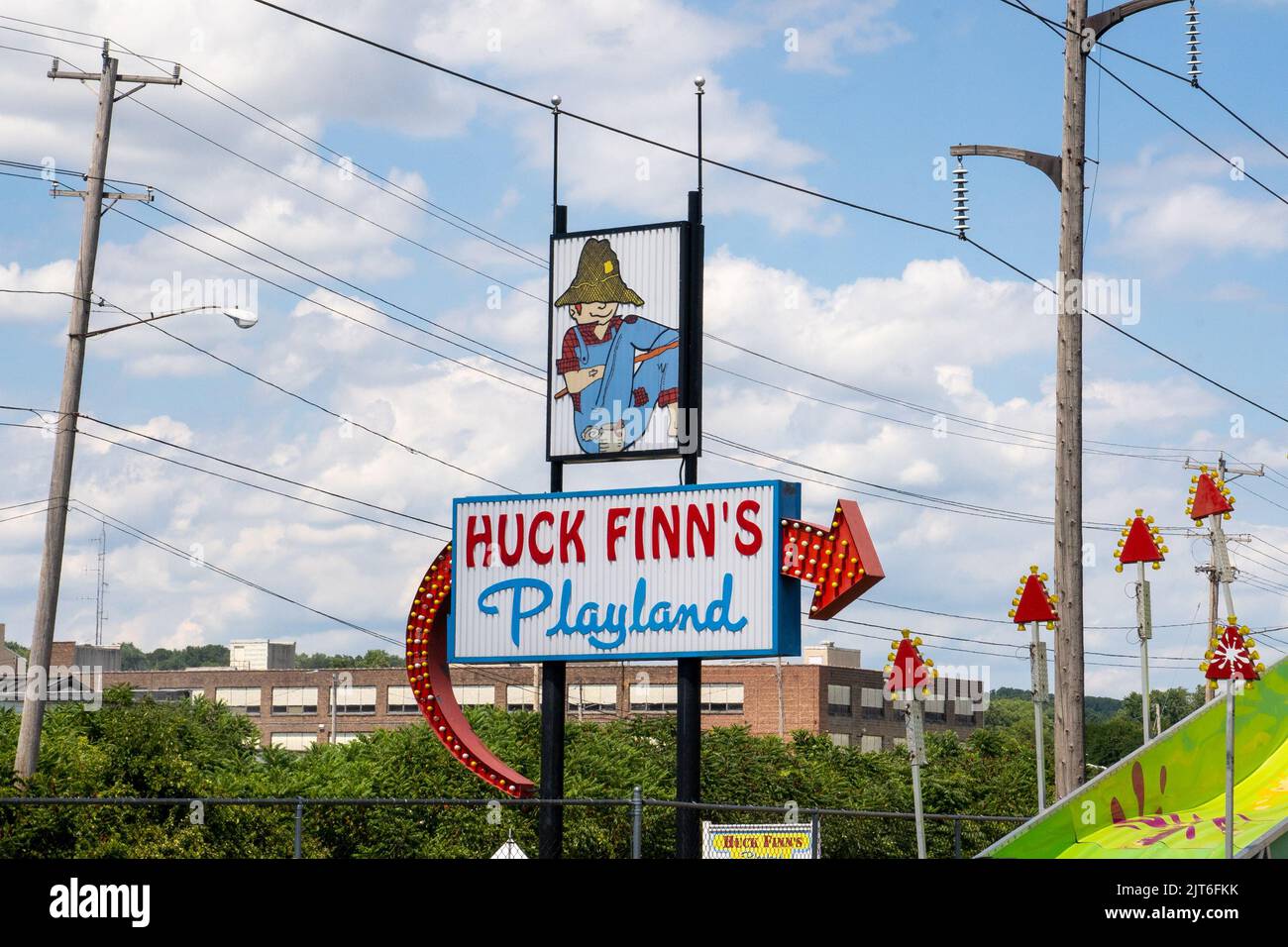 Scotia, NY – USA – Aug 1, 2022 Vertical view at sunset of the iconic ...