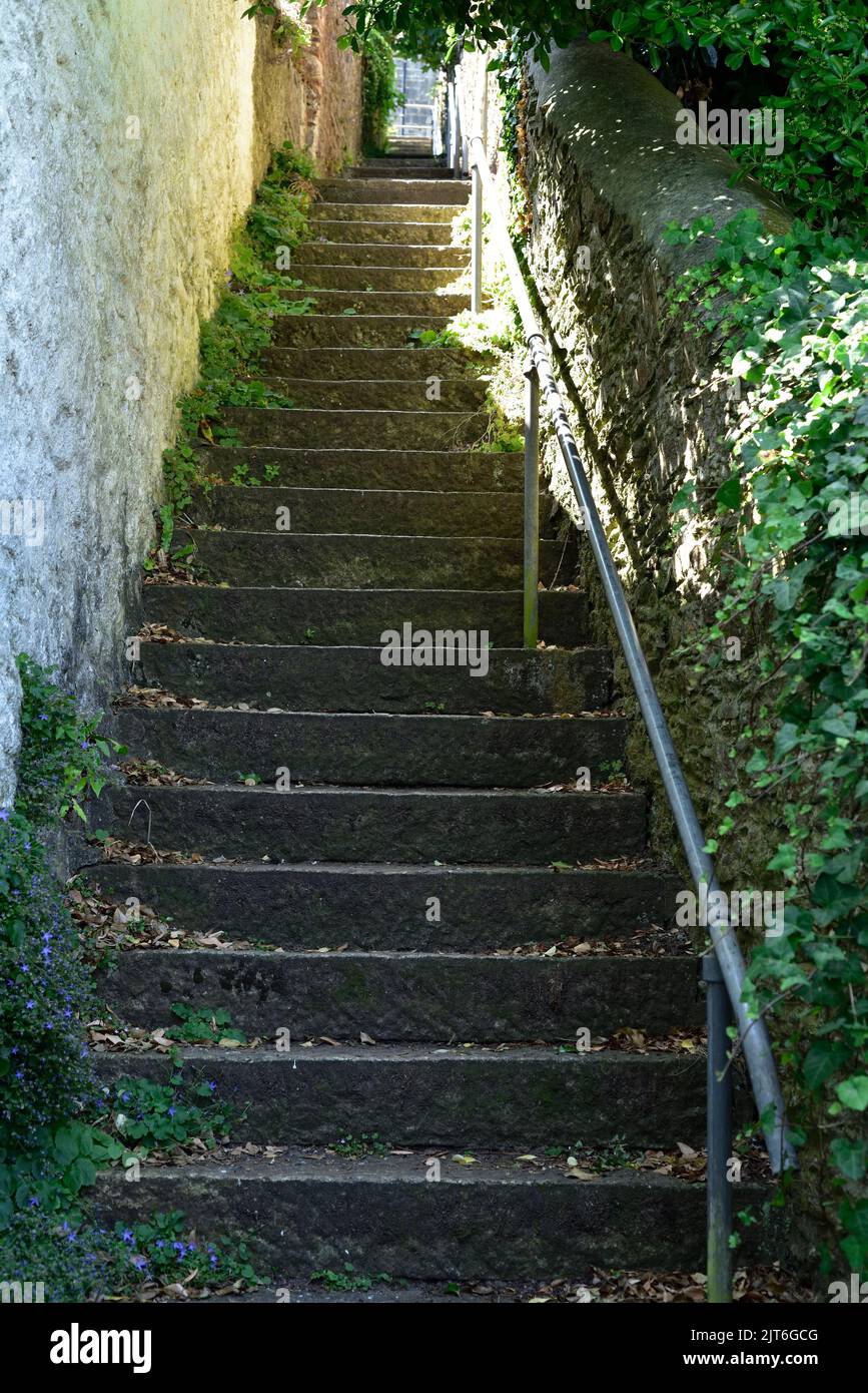 A flight of steps in Kingsand, near Plymouth, on the south west coast ...