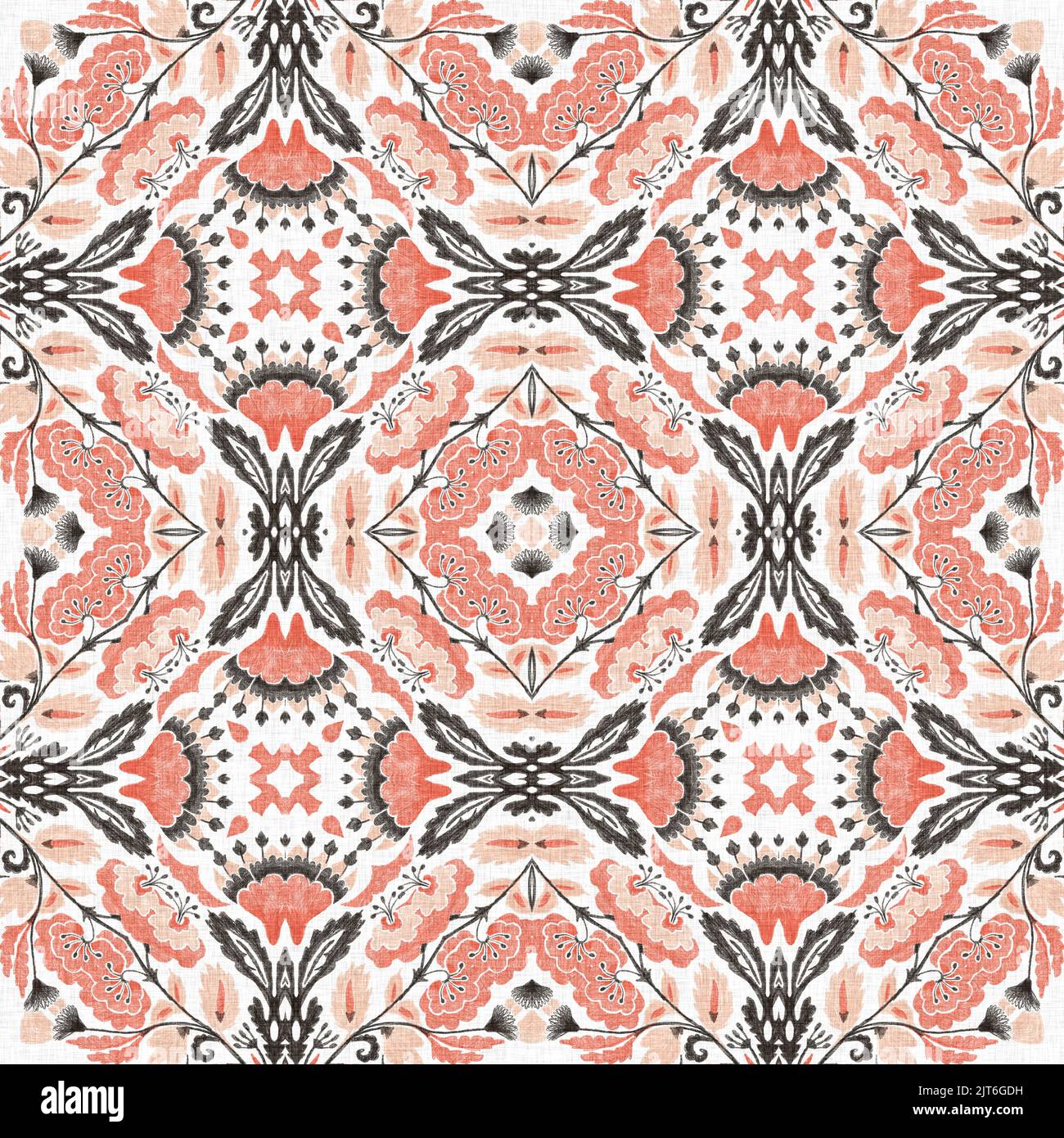 Modern boho geometric floral quilt style seamless pattern. Shabby chic ...