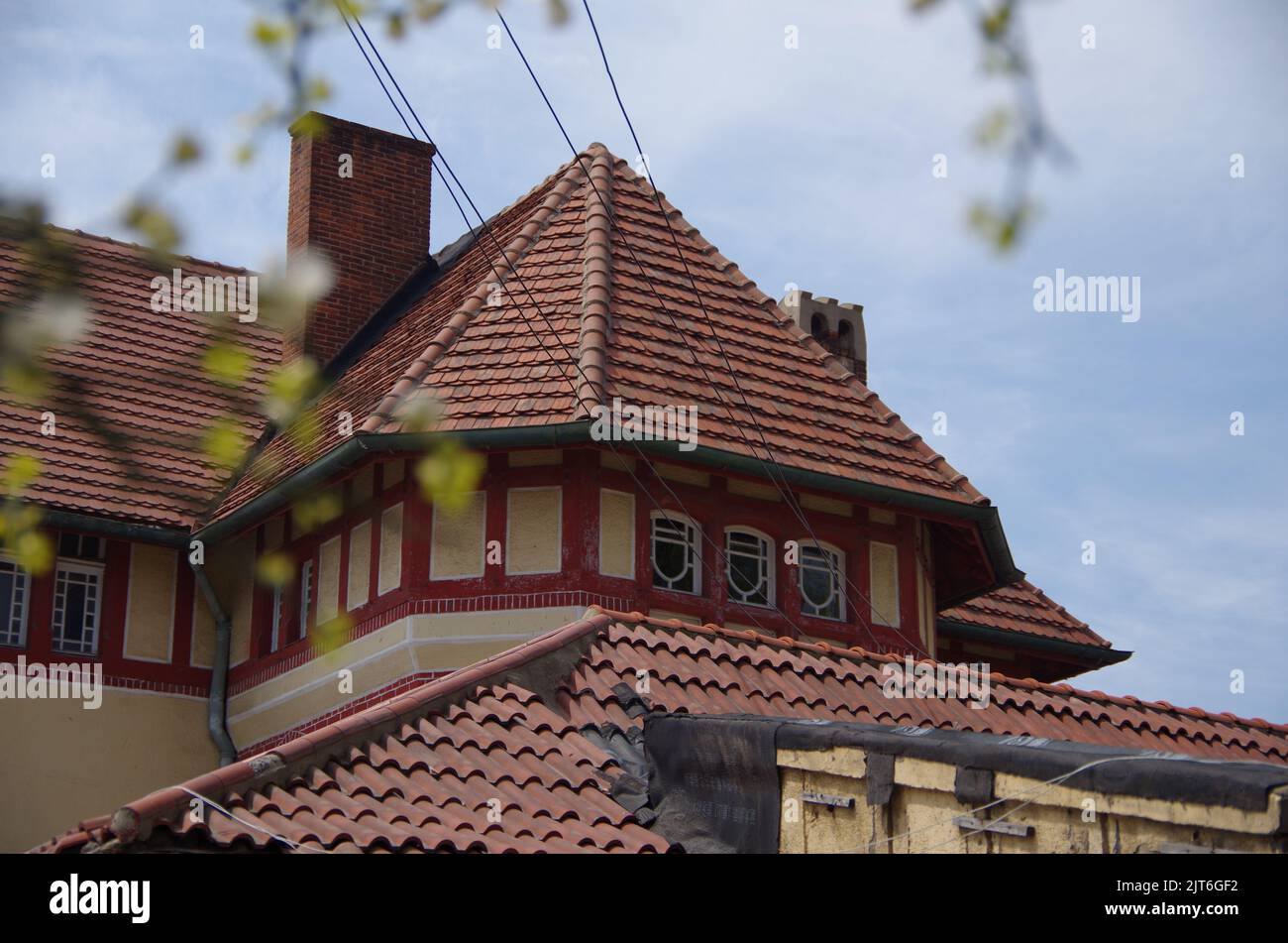 The old german architectural style building roof view, close-up Stock ...