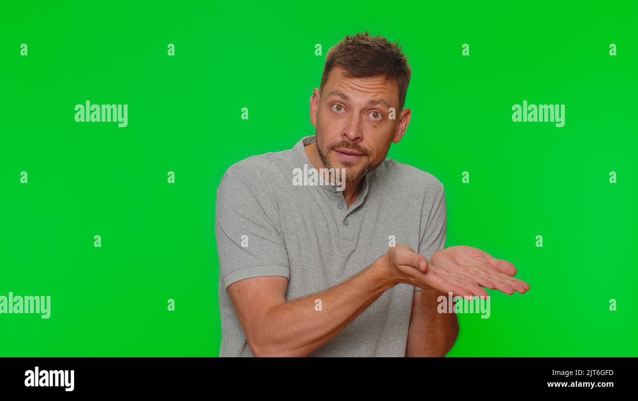 Man raising hands asking what why reason of failure demonstrating ...