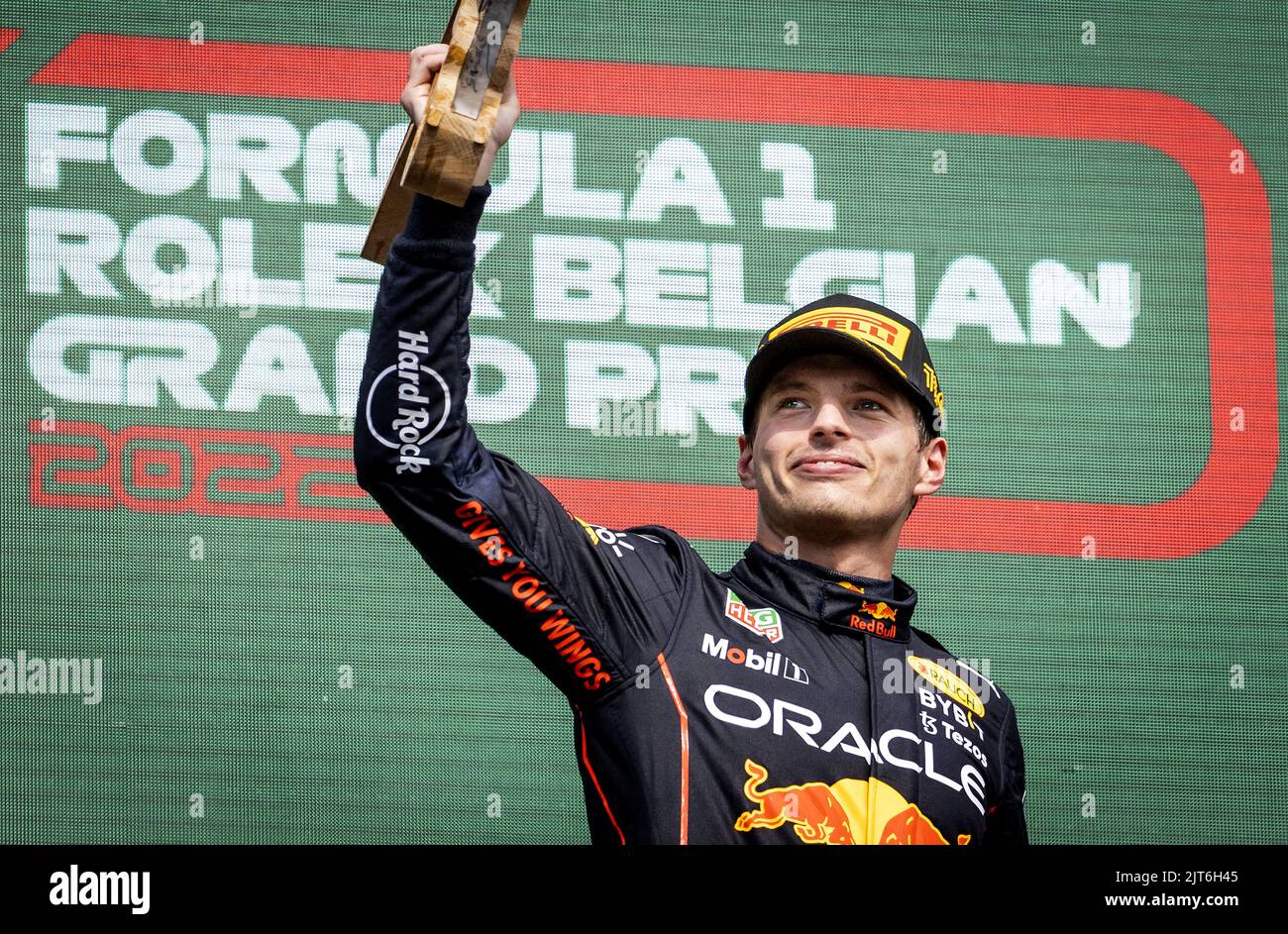 Spa, Belgium. 28th Aug, 2022. SPA - Max Verstappen celebrates his ...