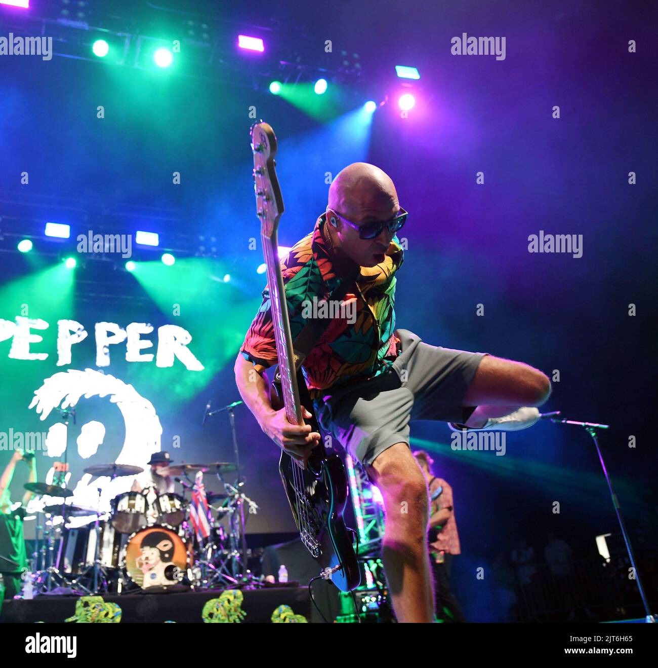 August 25, 2022, Portsmouth, Virginia, USA: Pepper member BRET BOLLINGER brings some island ...