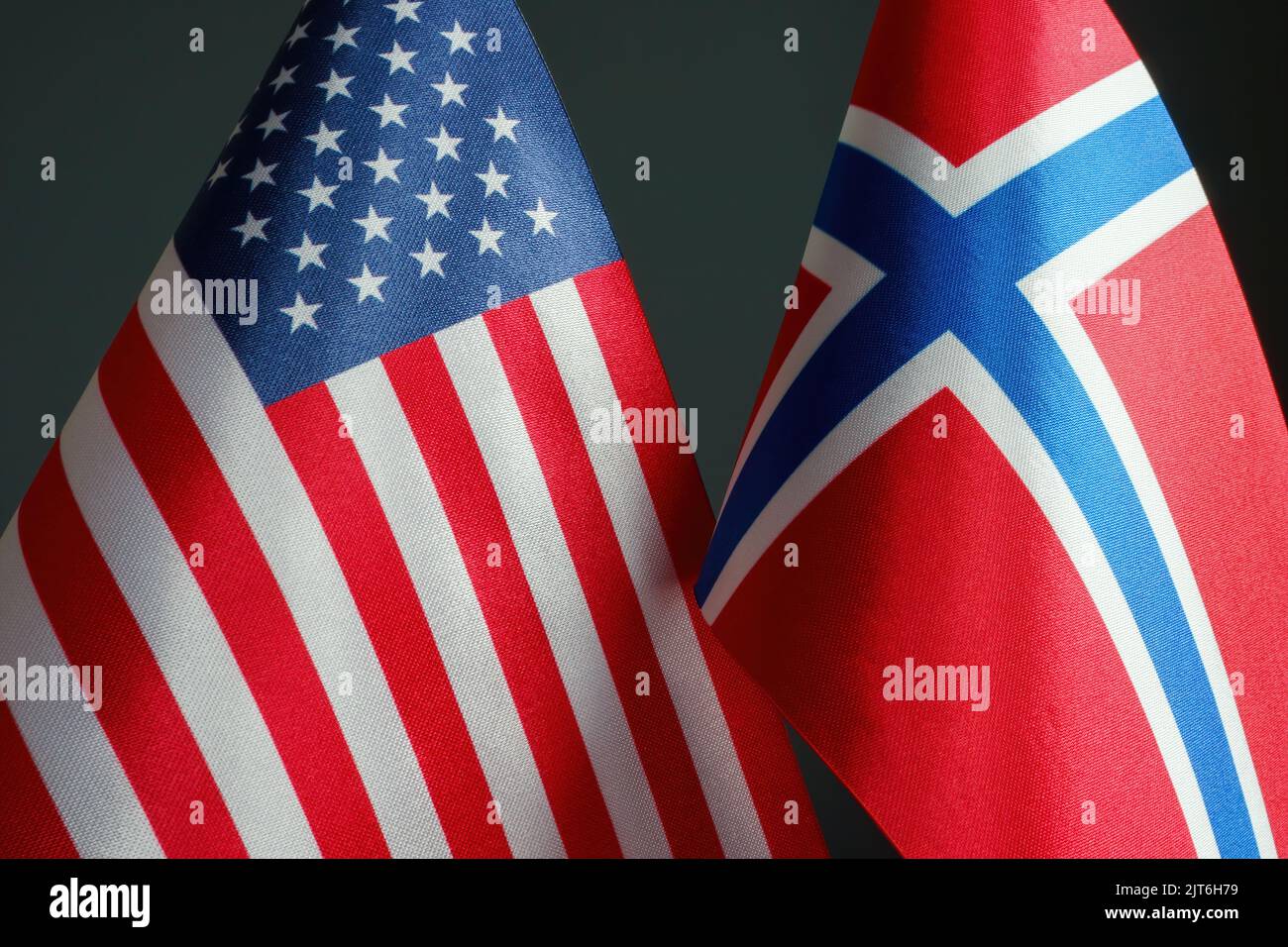 Close-up of the Norwegian and American flags side by side Stock Photo ...