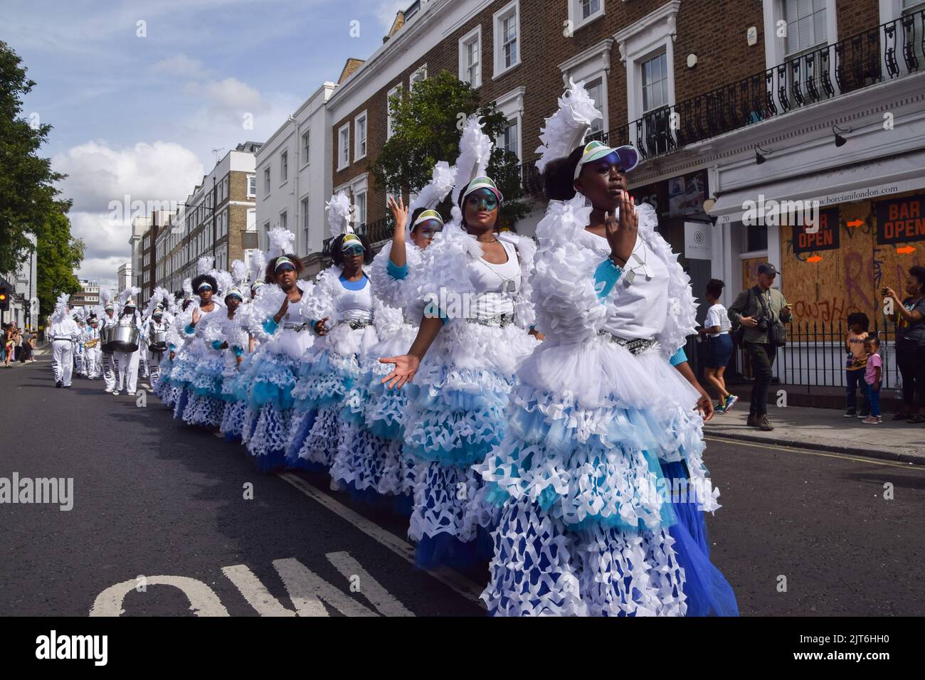 London, UK. 28th August 2022. Dancers and musicians kick off the ...