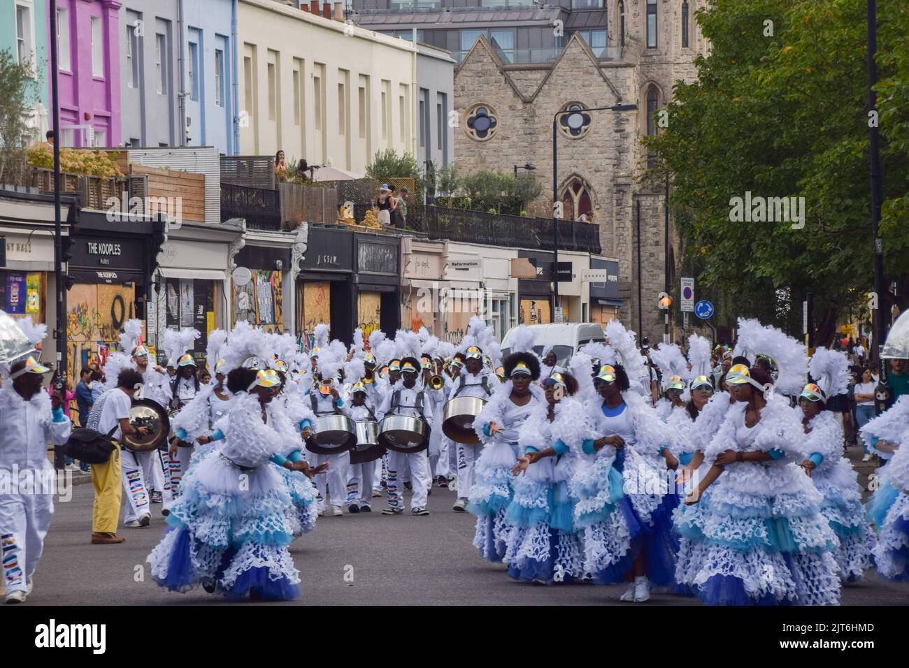 London, UK. 28th August 2022. Dancers and musicians kick off the ...