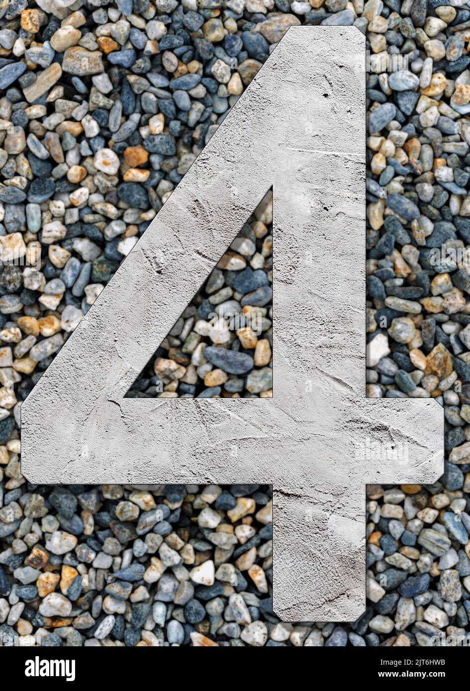 Number 4 with concrete texture, on stones background Stock Photo - Alamy
