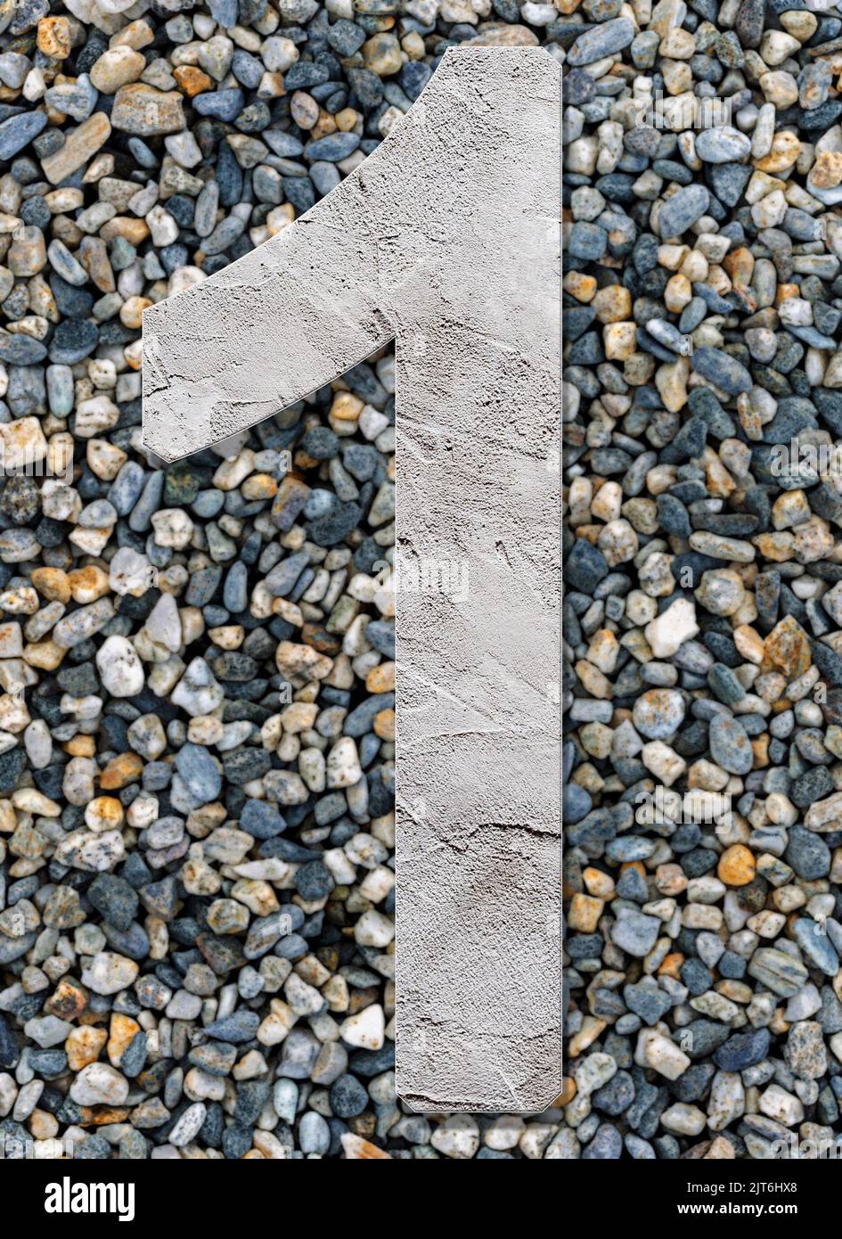 Number 1 with concrete texture, on stones background Stock Photo - Alamy
