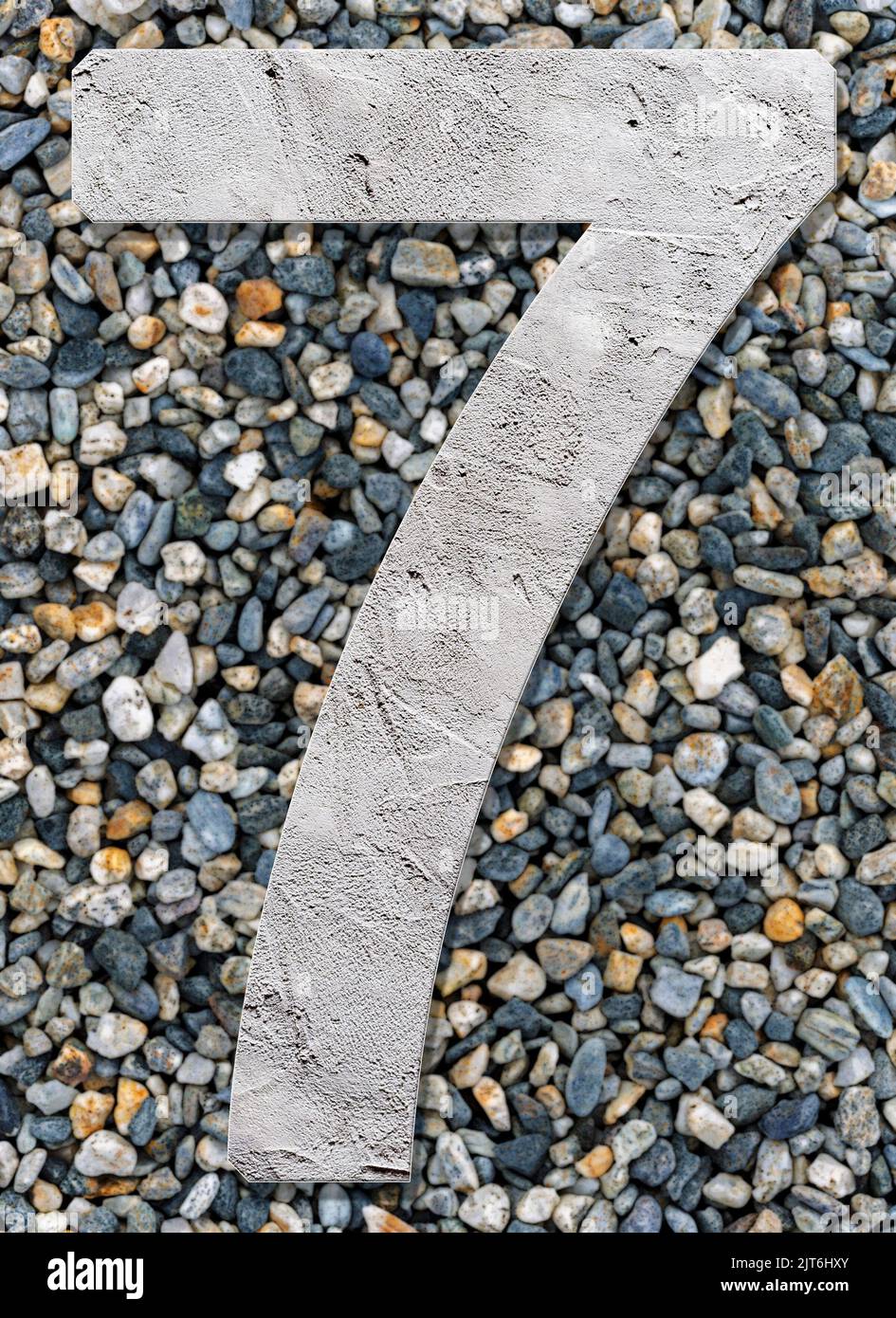 Number 7 with concrete texture, on stones background Stock Photo - Alamy