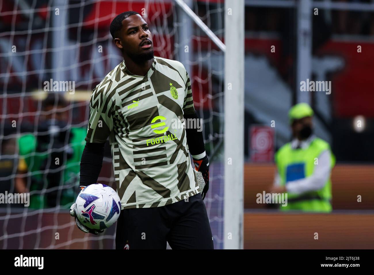 Milan, Italy. 27th Aug, 2022. Mike Maignan of AC Milan warms up during ...