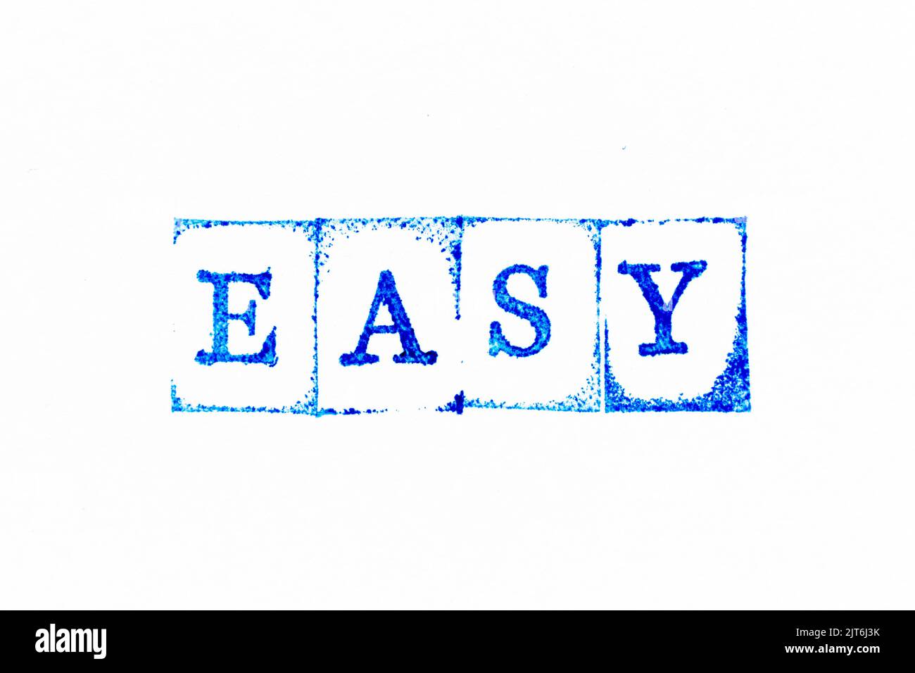 Blue color ink rubber stamp in word easy on white paper background ...