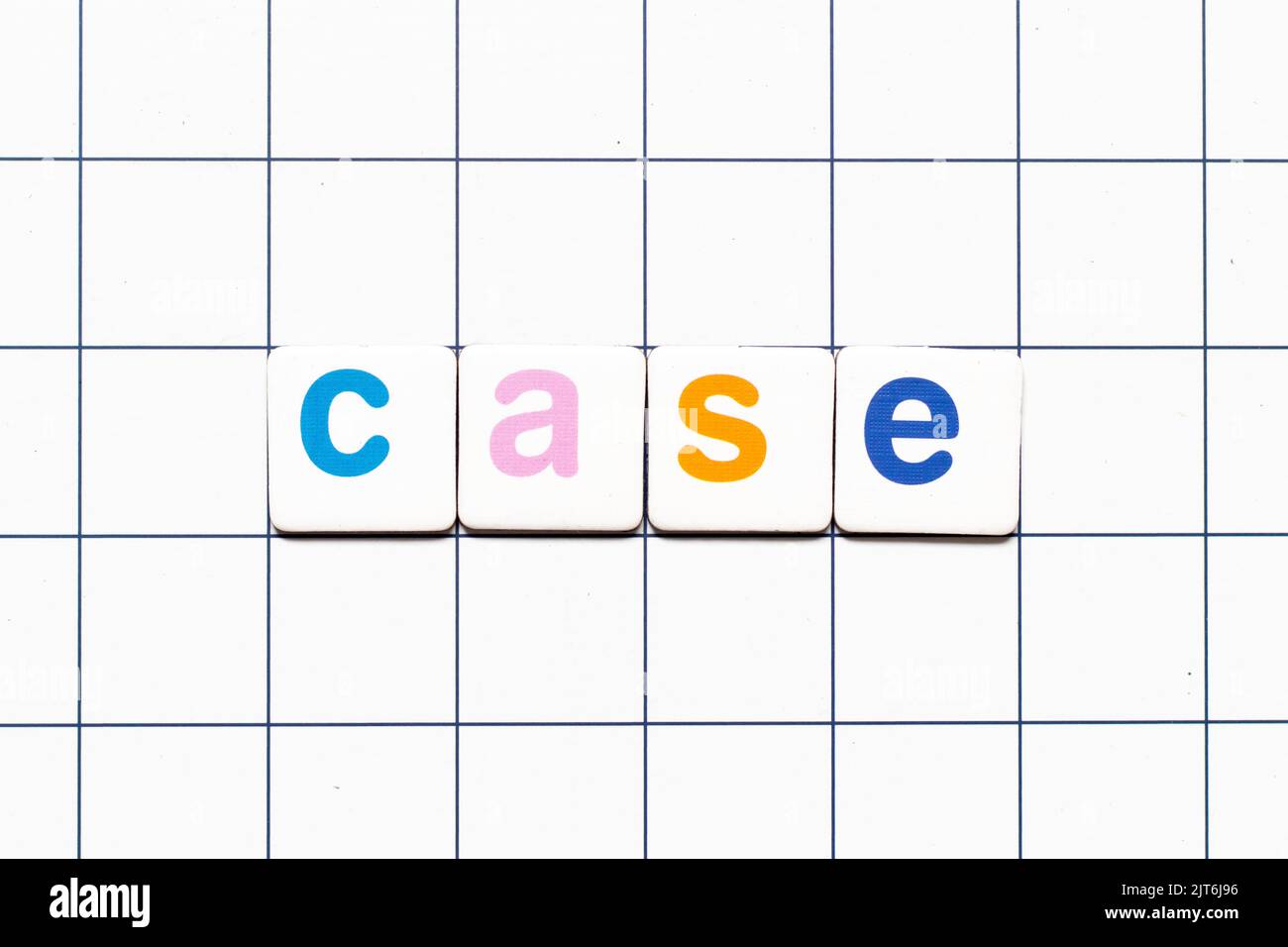 Colorful tile letter in word case on white grid background Stock Photo ...