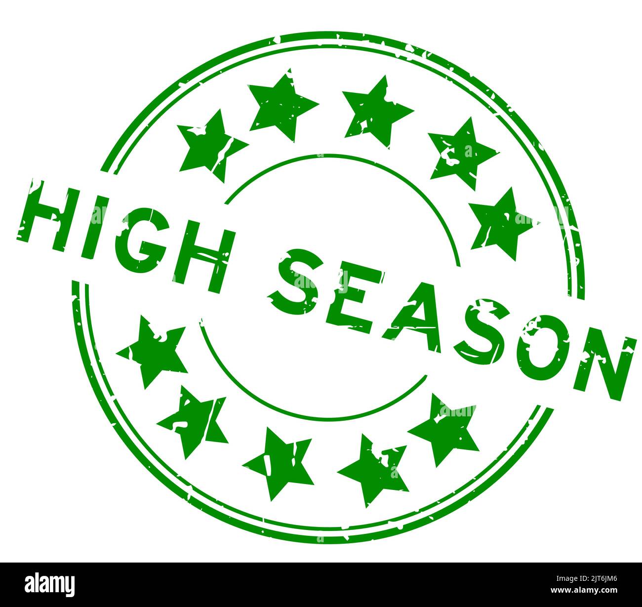 Grunge green high season word round rubber seal stamp on white background Stock Vector Image ...