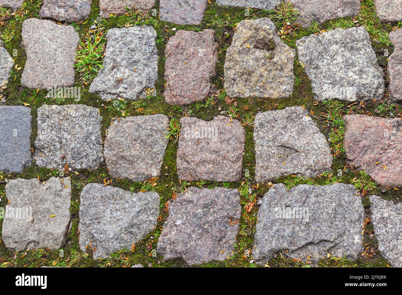 cobblestone pavement of old town texture background autumn, Top view ...