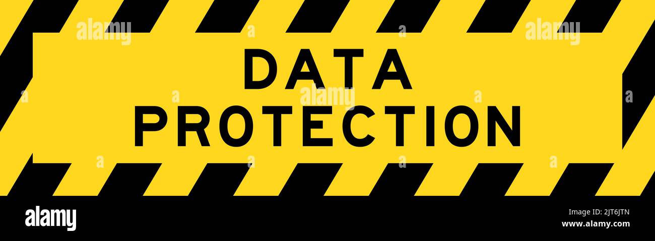 Yellow and black color with line striped label banner with word data ...