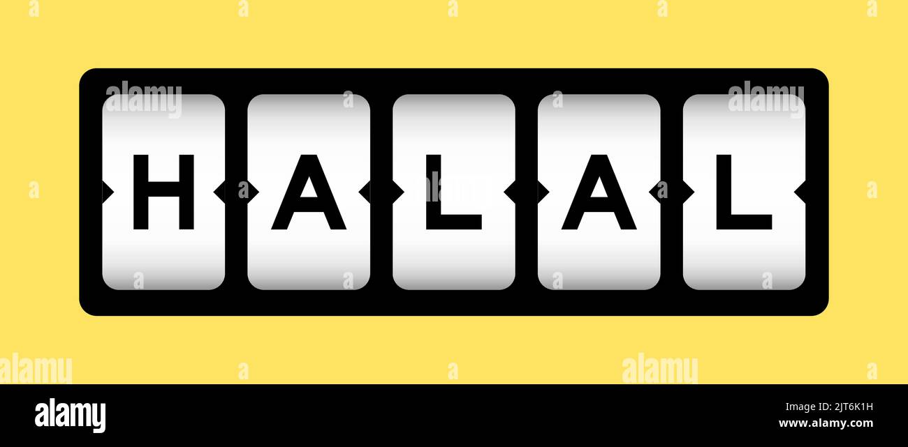 Black color in word halal on slot banner with yellow color background ...