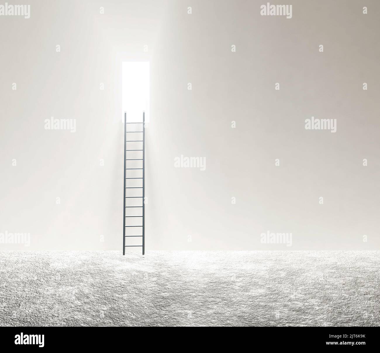 Doorway up high with ladder. 3D rendering Stock Photo - Alamy