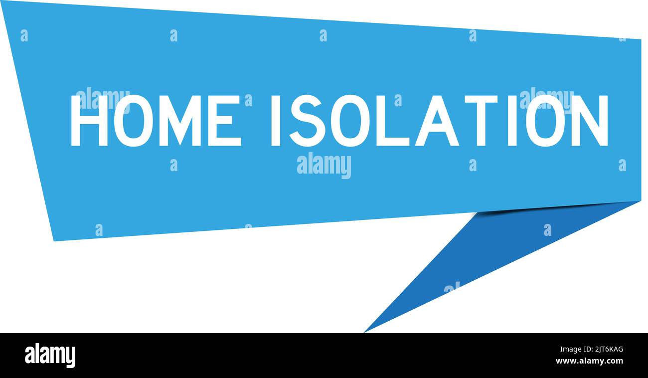 Blue color speech banner with word home isolation on white background ...