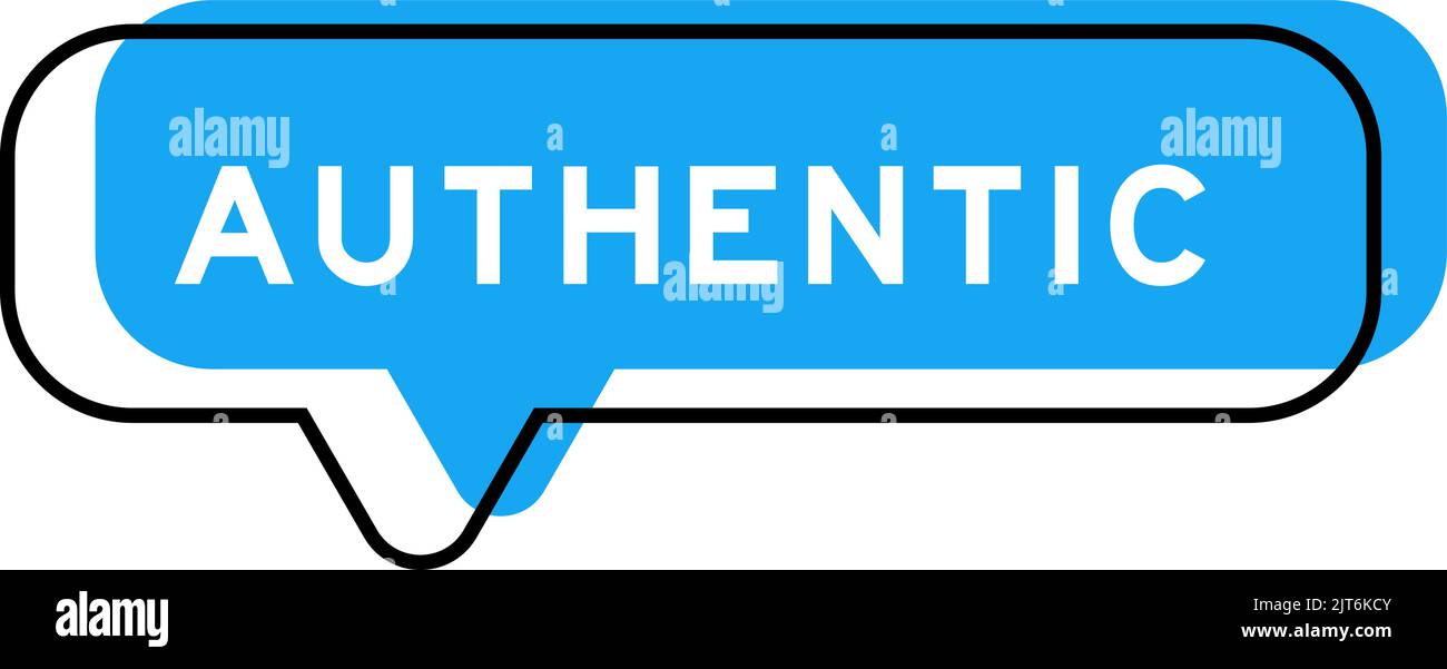 Speech banner and blue shade with word authentic on white background ...