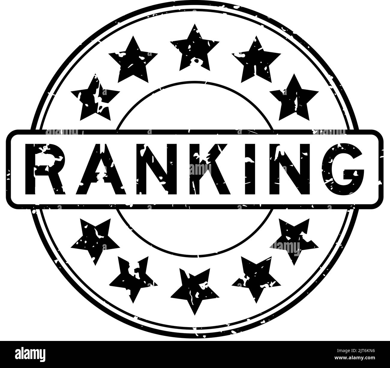 Grunge black ranking word with star icon round rubber seal stamp on ...