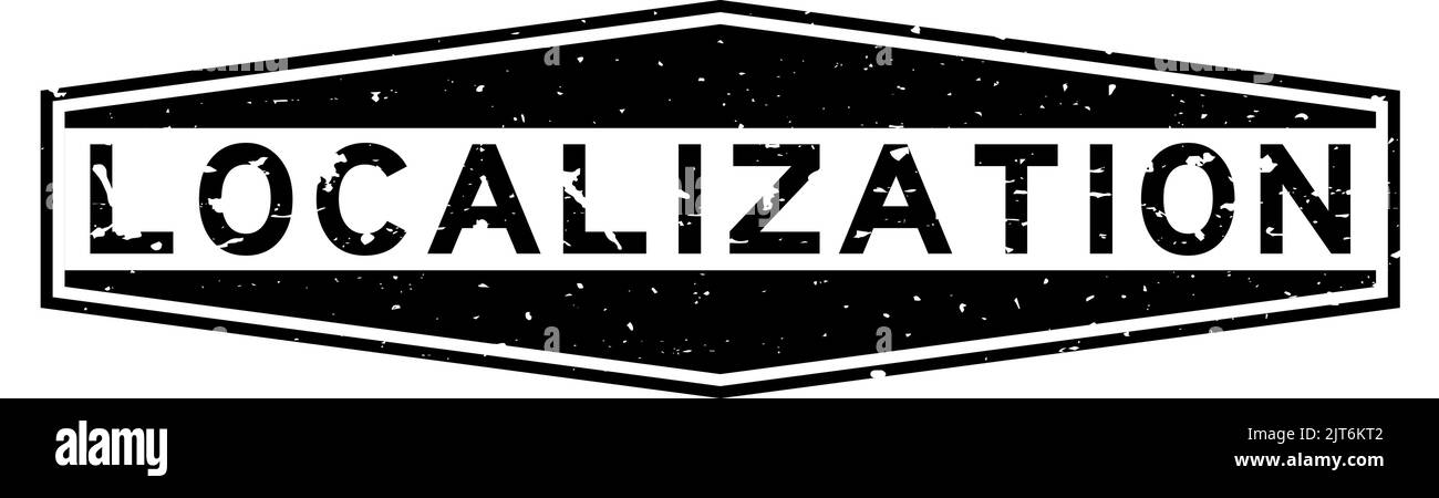 Grunge black localization word hexagon rubber seal stamp on white ...