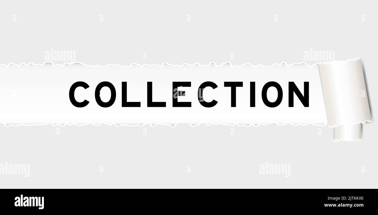 Ripped gray paper background that have word collection under torn part ...