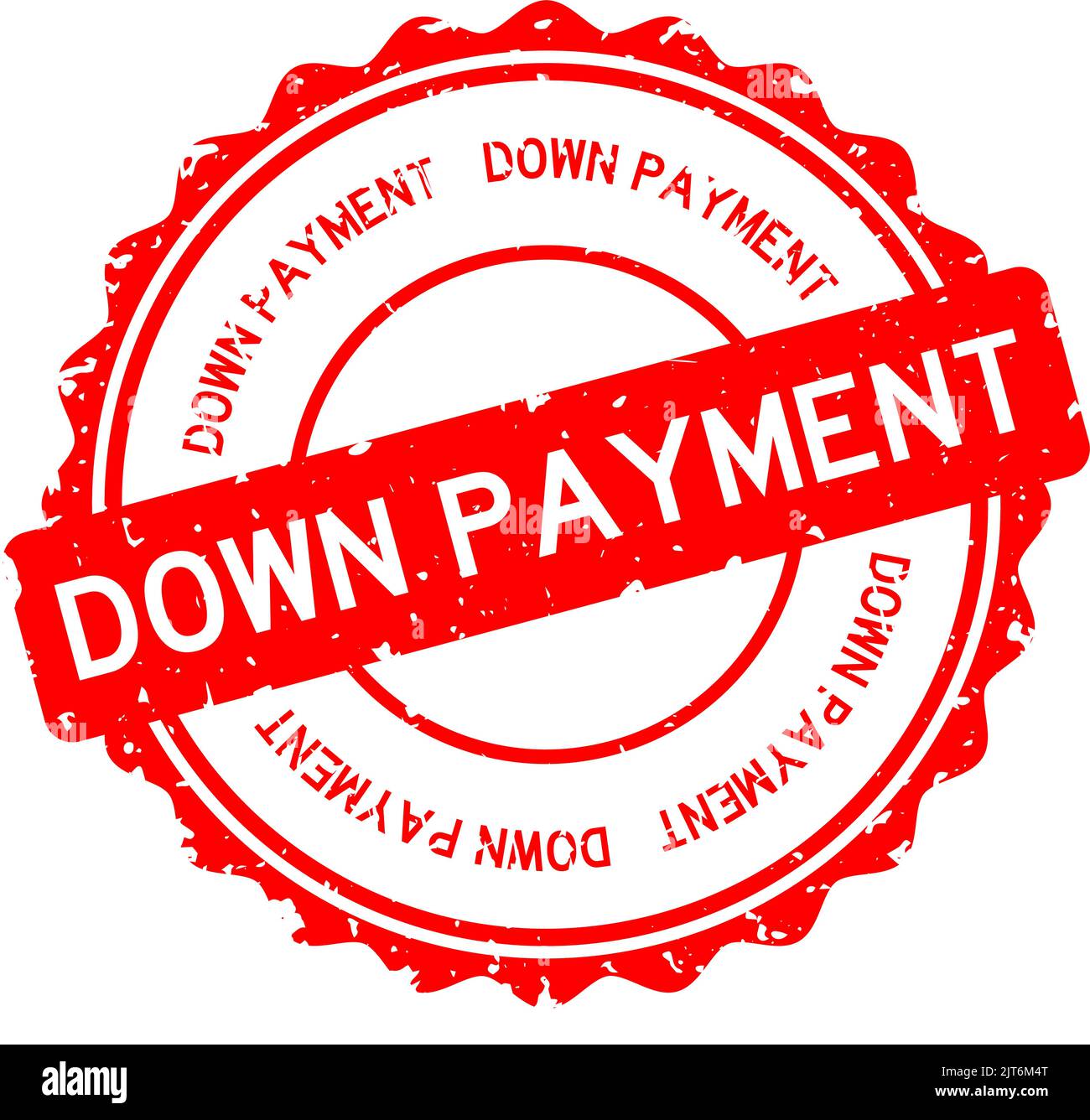 Grunge red down payment word round rubber seal stamp on white ...