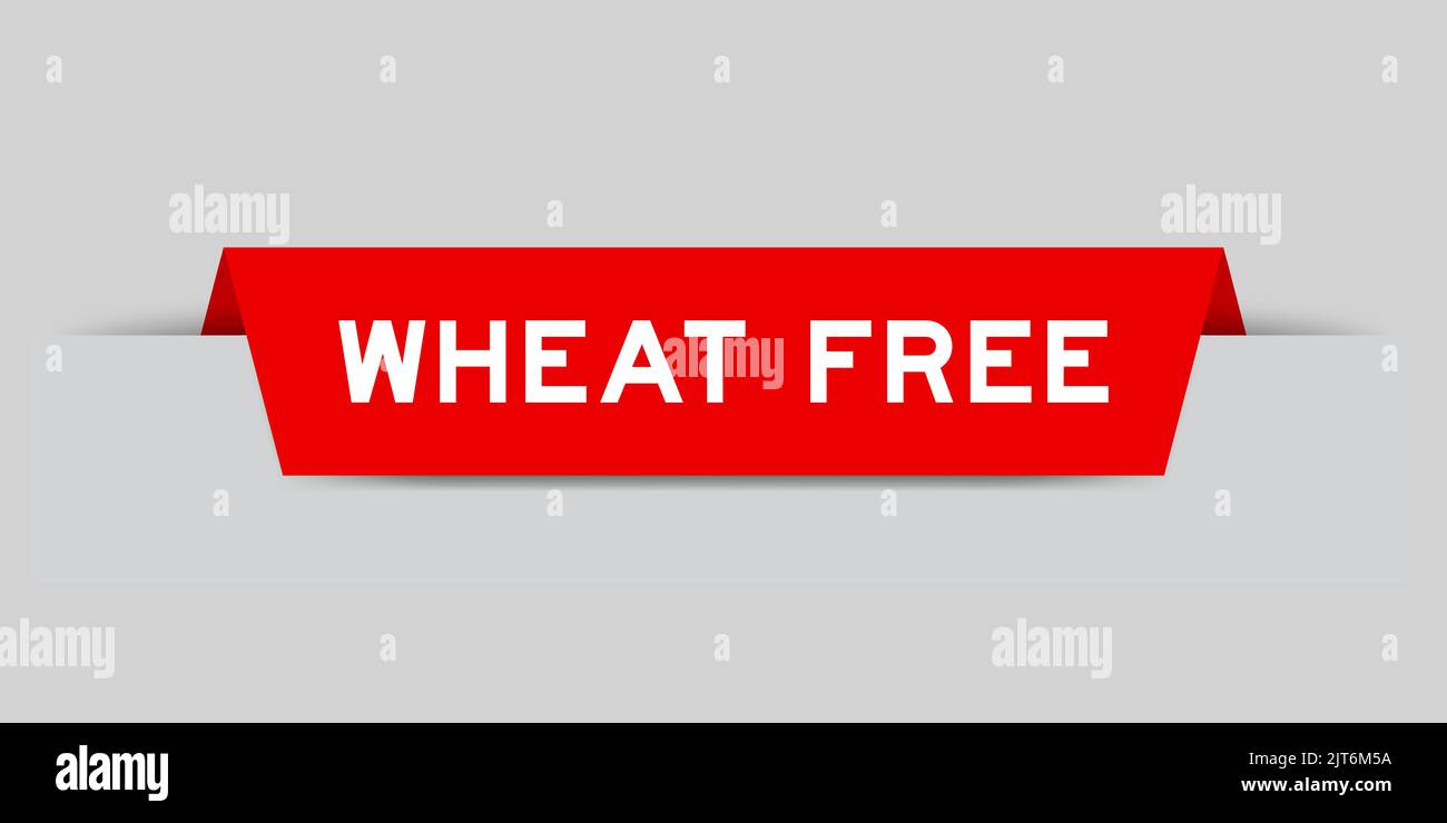 Red color inserted label with word wheat free on gray background Stock ...