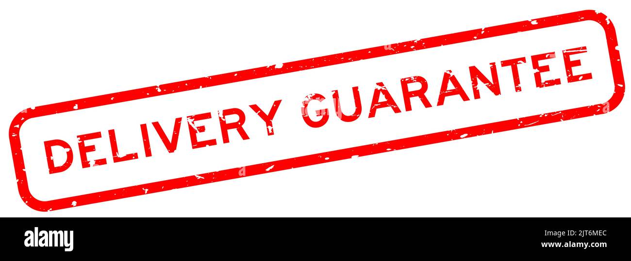 Grunge red delivery guarantee word square rubber seal stamp on white background Stock Vector ...