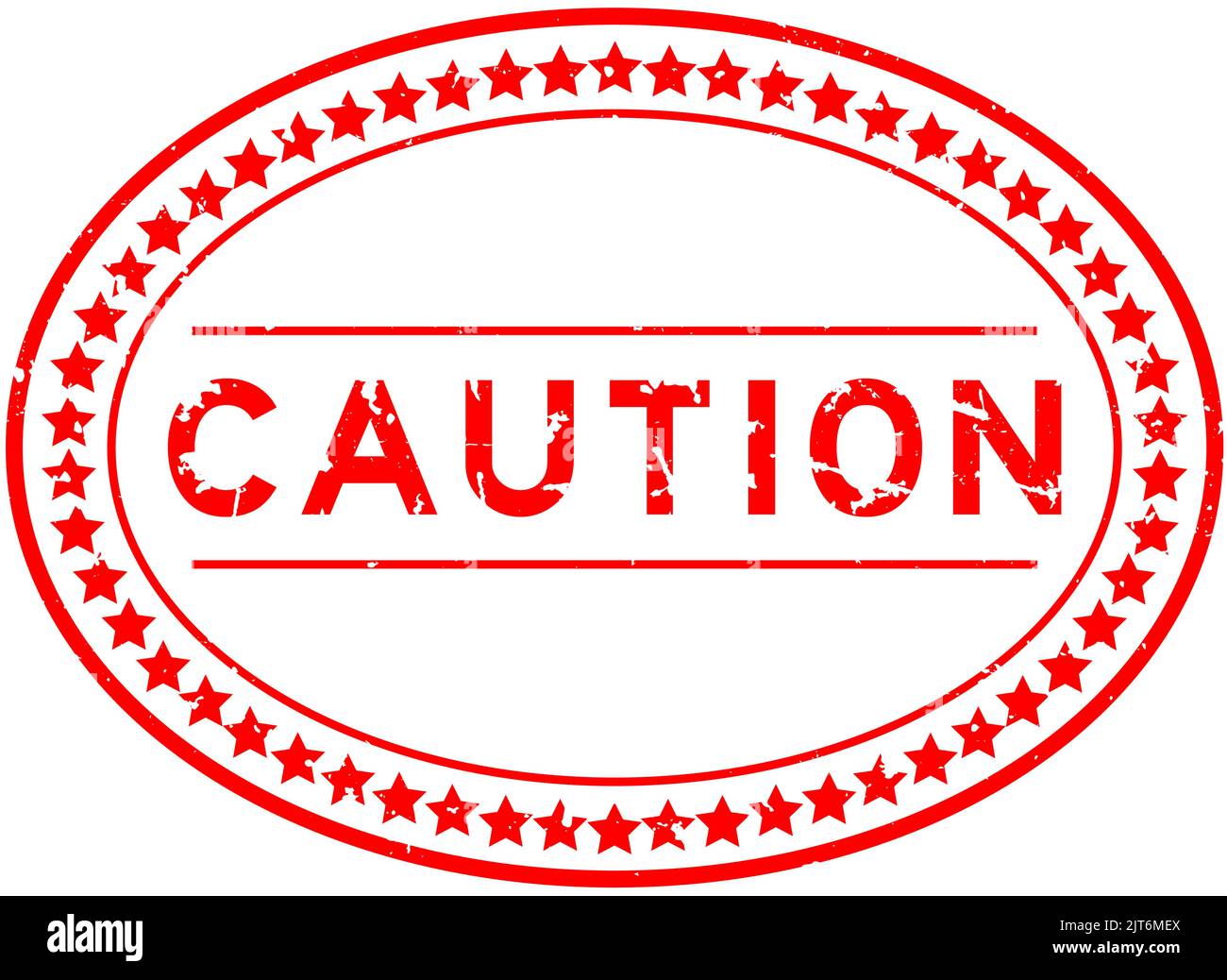 Grunge red caution word oval rubber seal stamp on white background ...