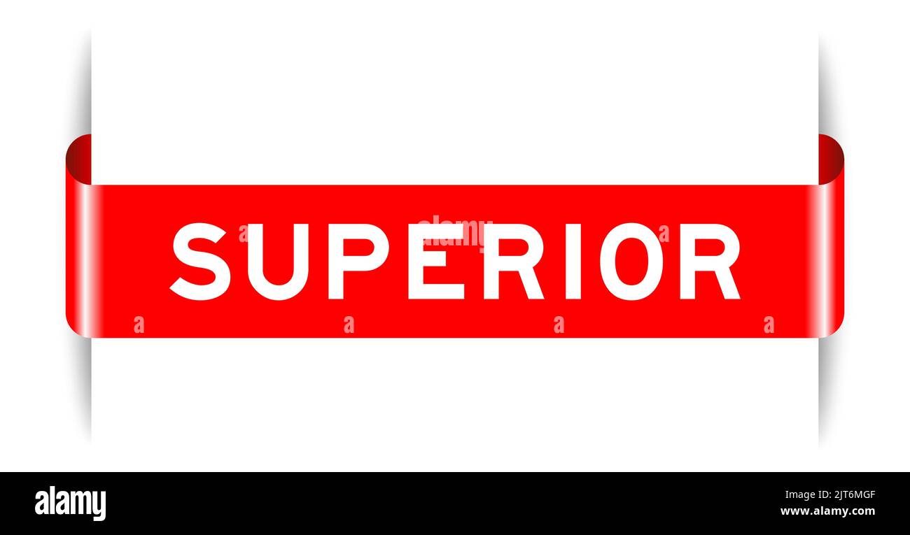 Red color inserted label banner with word superior on white background ...