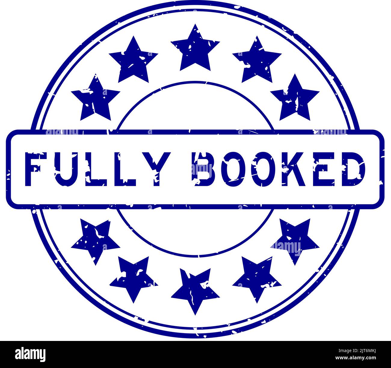 Grunge blue fully booked word with star icon round rubber seal stamp on white background Stock ...