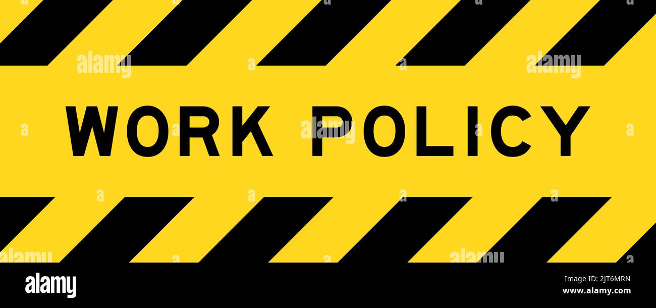 Yellow and black color with line striped label banner with word work ...