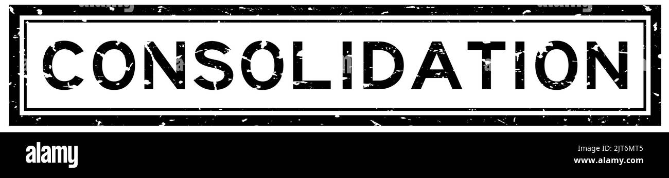 Grunge black consolidation word square rubber seal stamp on white ...