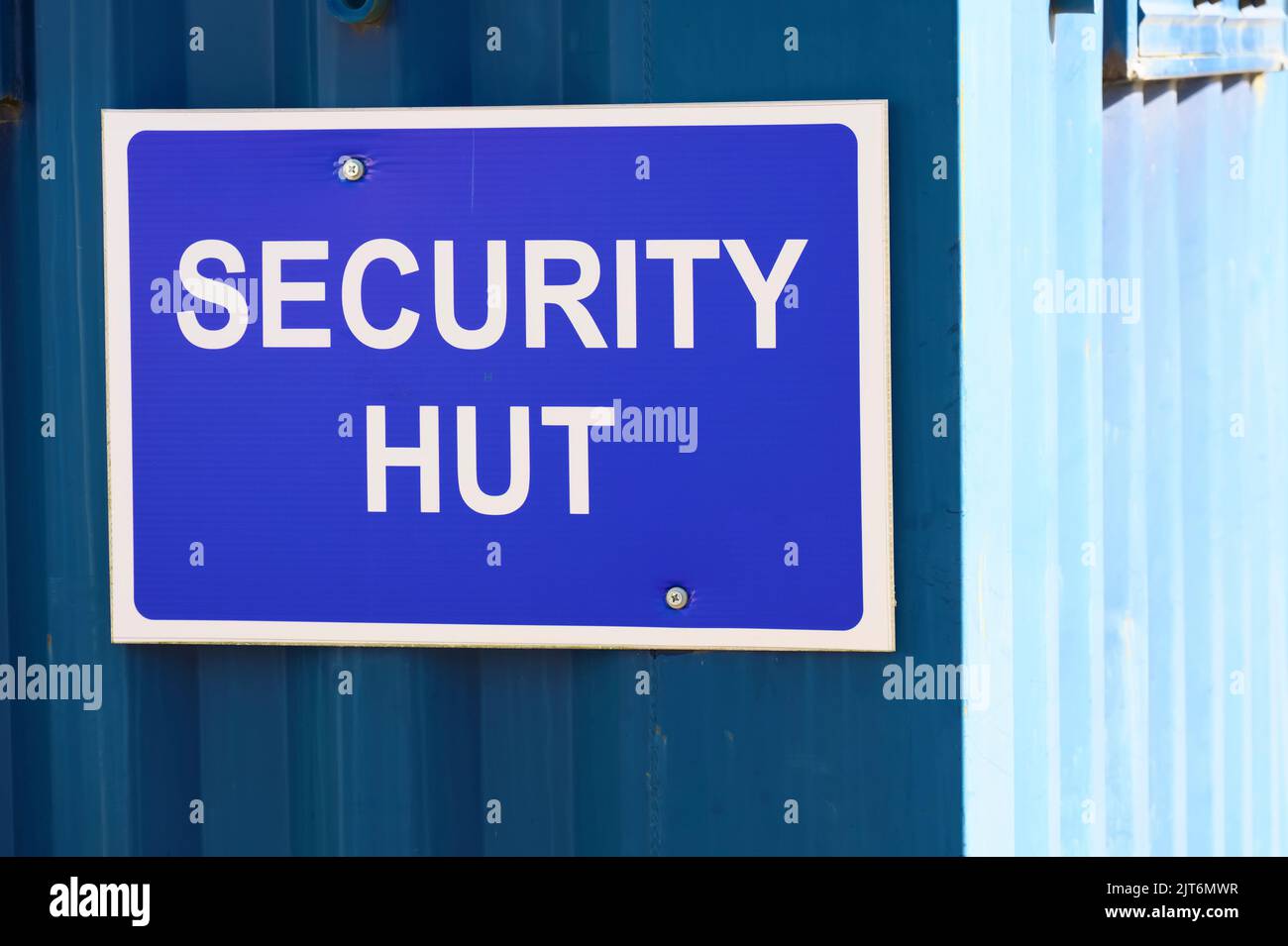 Security hut sign at construction site entrance Stock Photo - Alamy