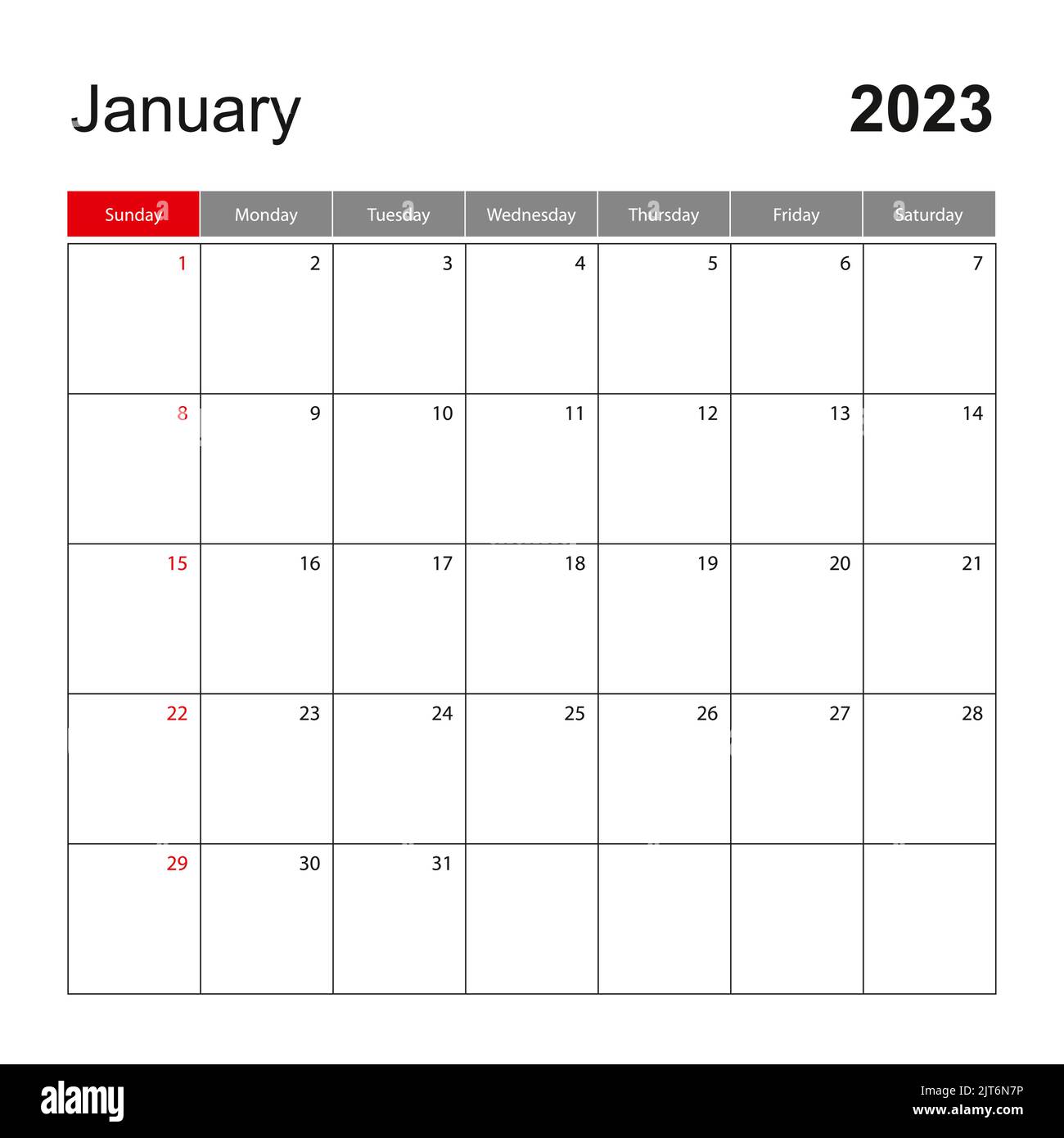 Wall calendar template for January 2023. Holiday and event planner ...