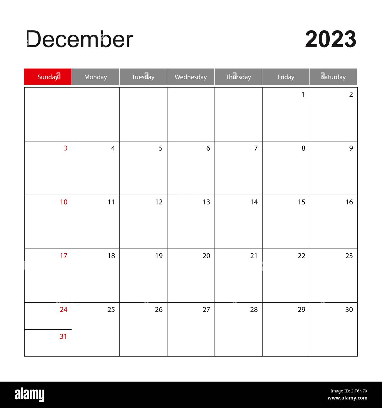 Wall calendar template for December 2023. Holiday and event planner ...