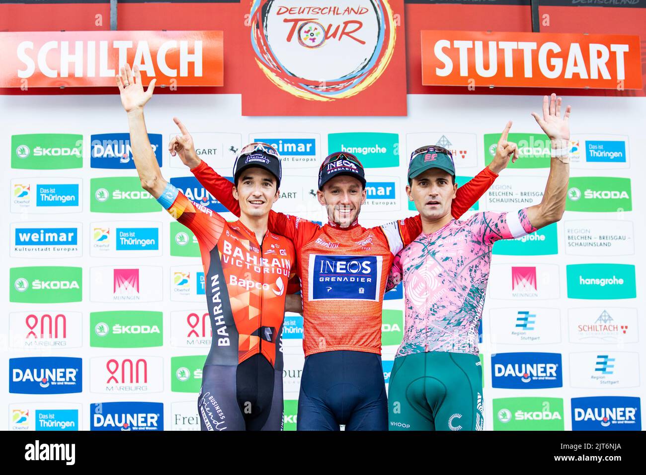 Stuttgart, Germany. 28th Aug, 2022. Pello Bilbao Lopez (l-r) from Spain ...