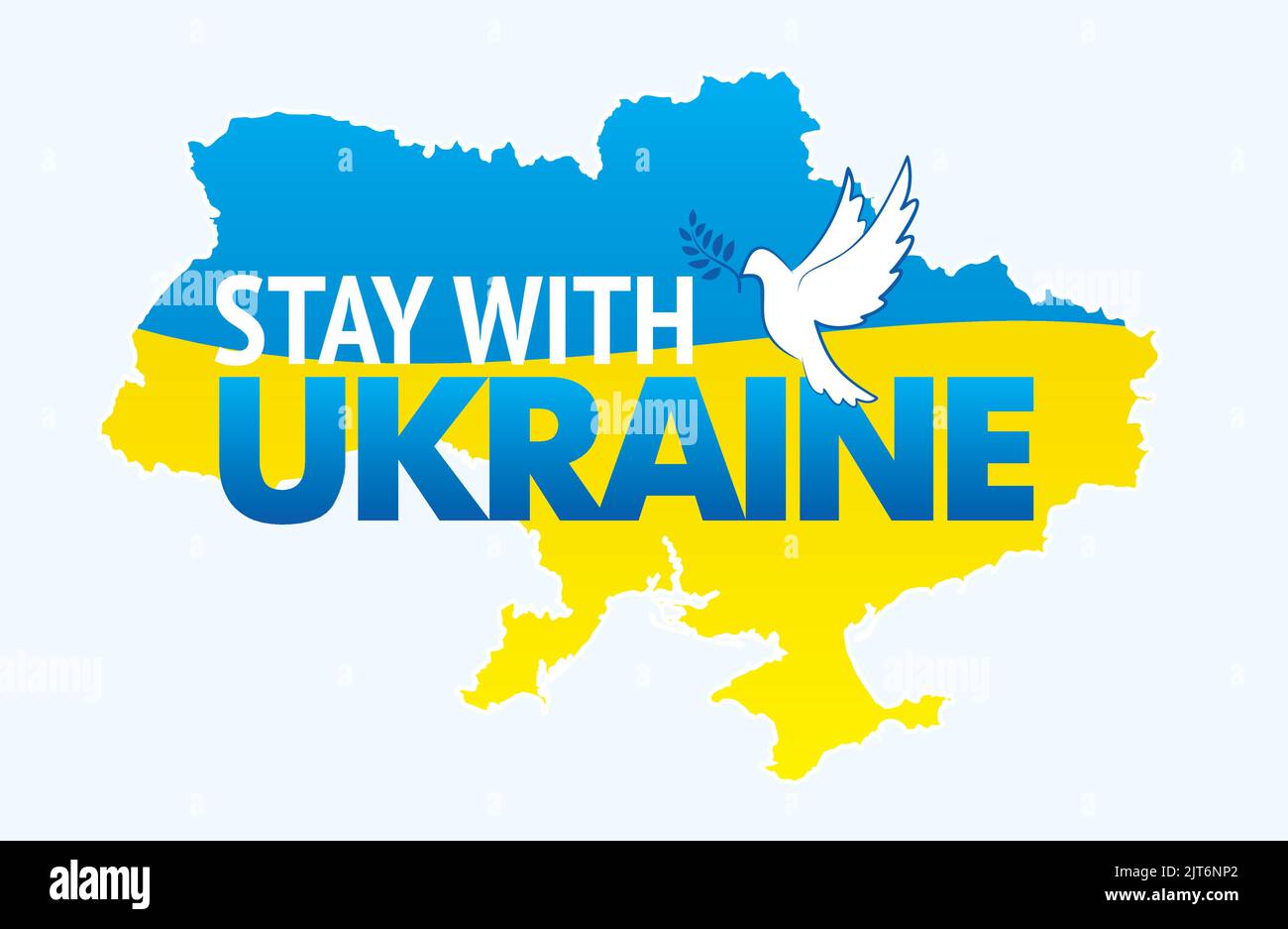 Map and ukrainian national flag with dove of peace and Stay with ...