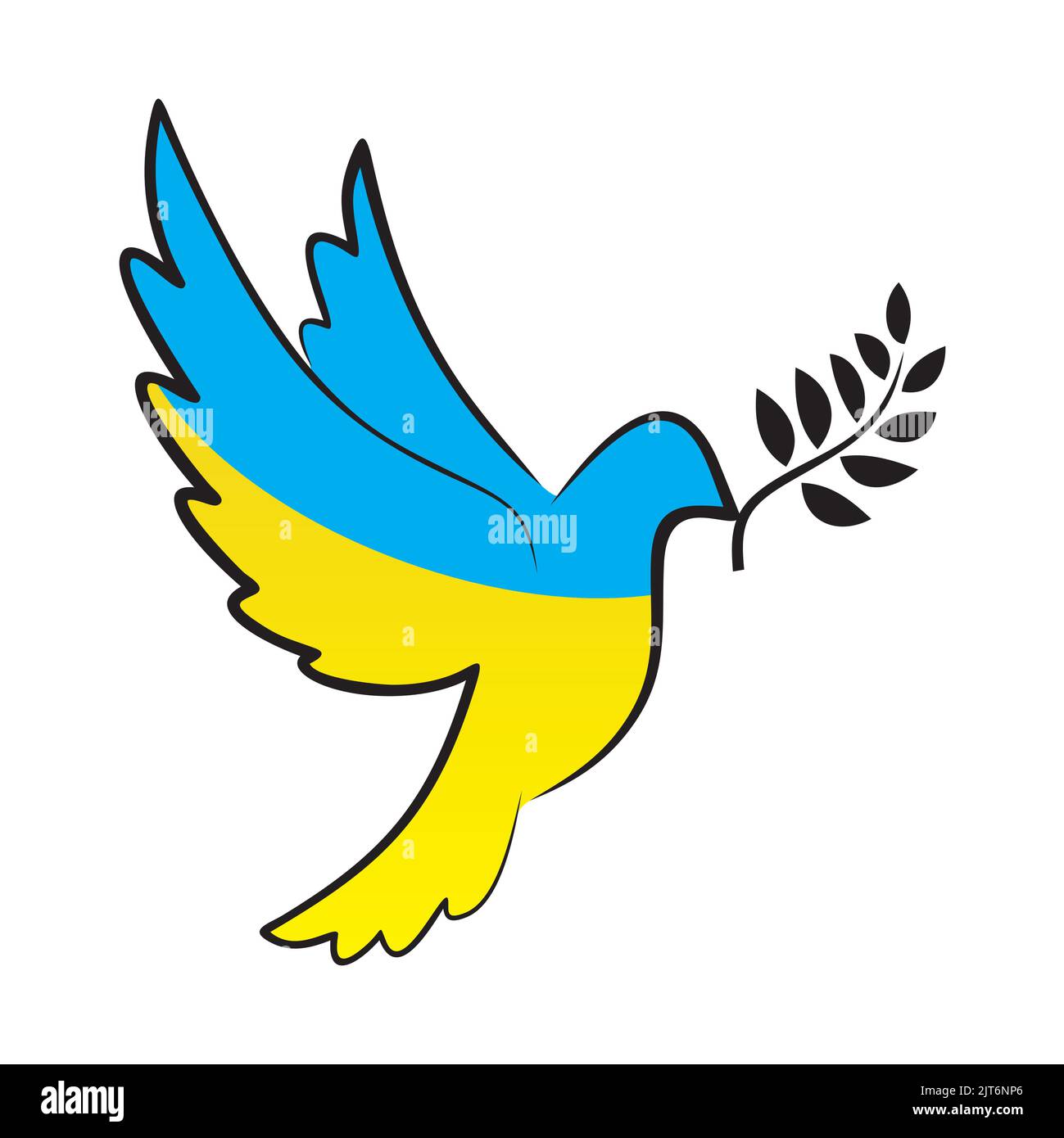 Flag of Ukraine in the form of dove of peace. Pigeon with olive branch ...