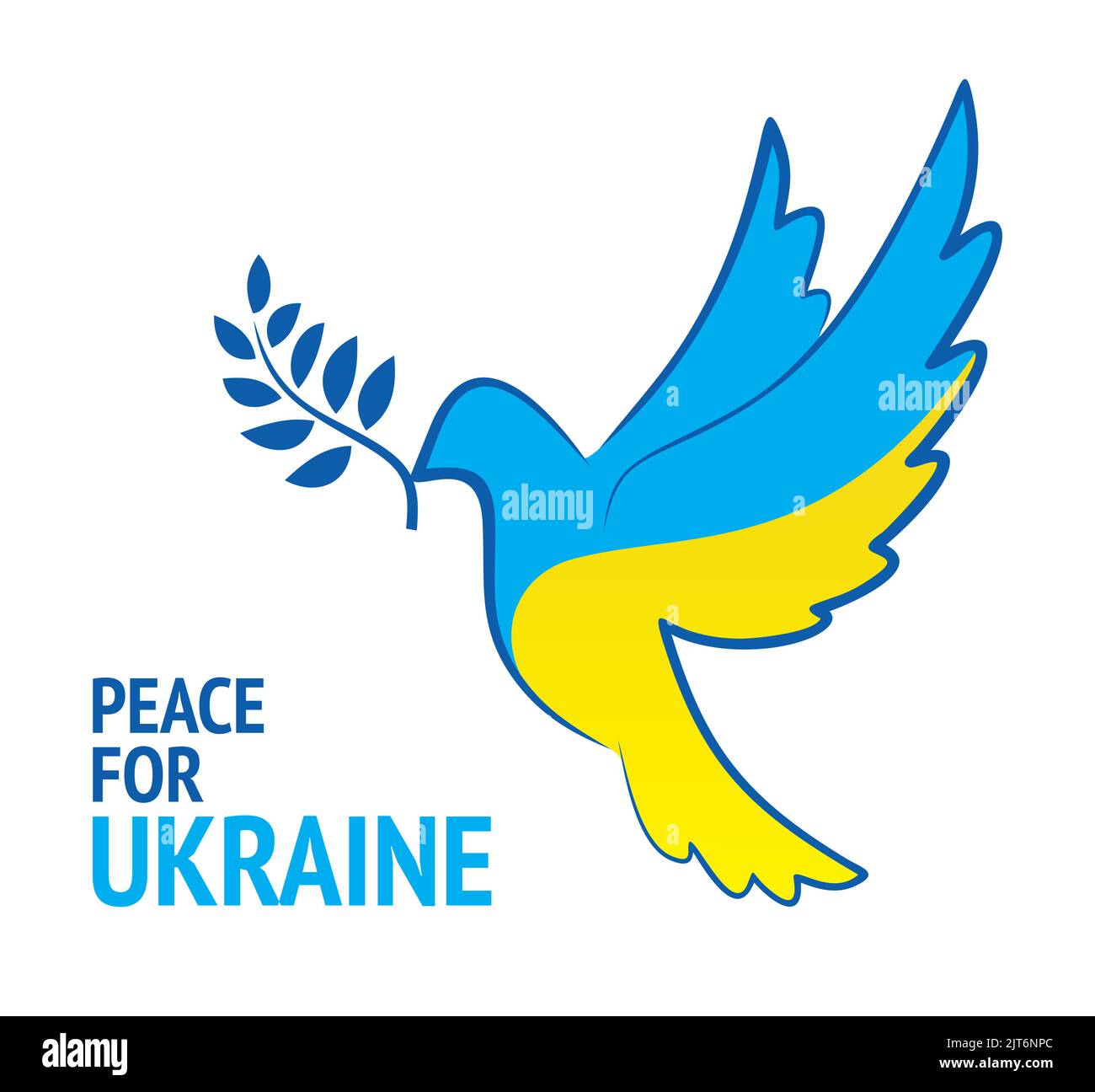 Flag of Ukraine in the form of dove of peace. No war symbol. Flying ...