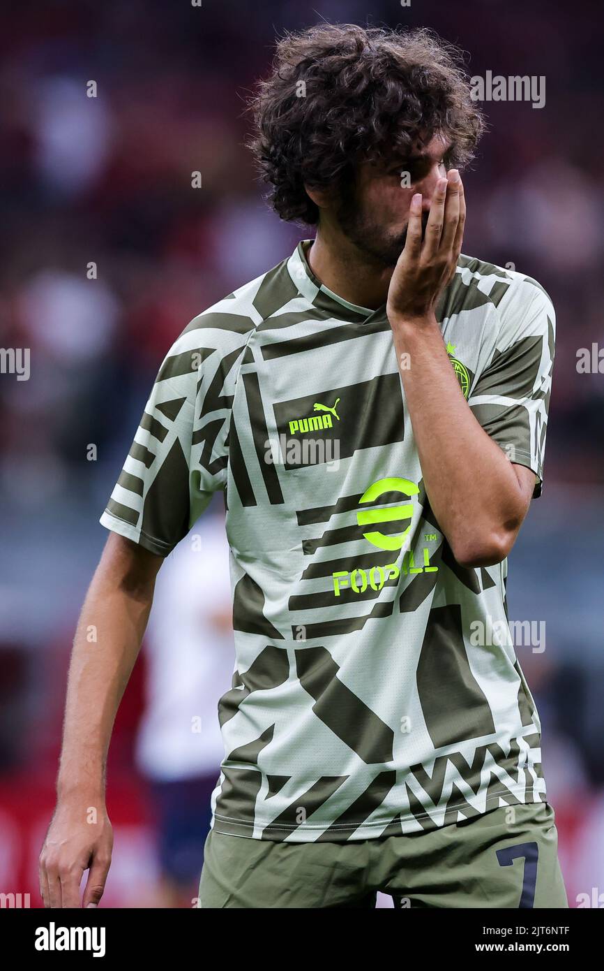 Yacine Adli of AC Milan reacts during the Serie A 2022/23 football ...