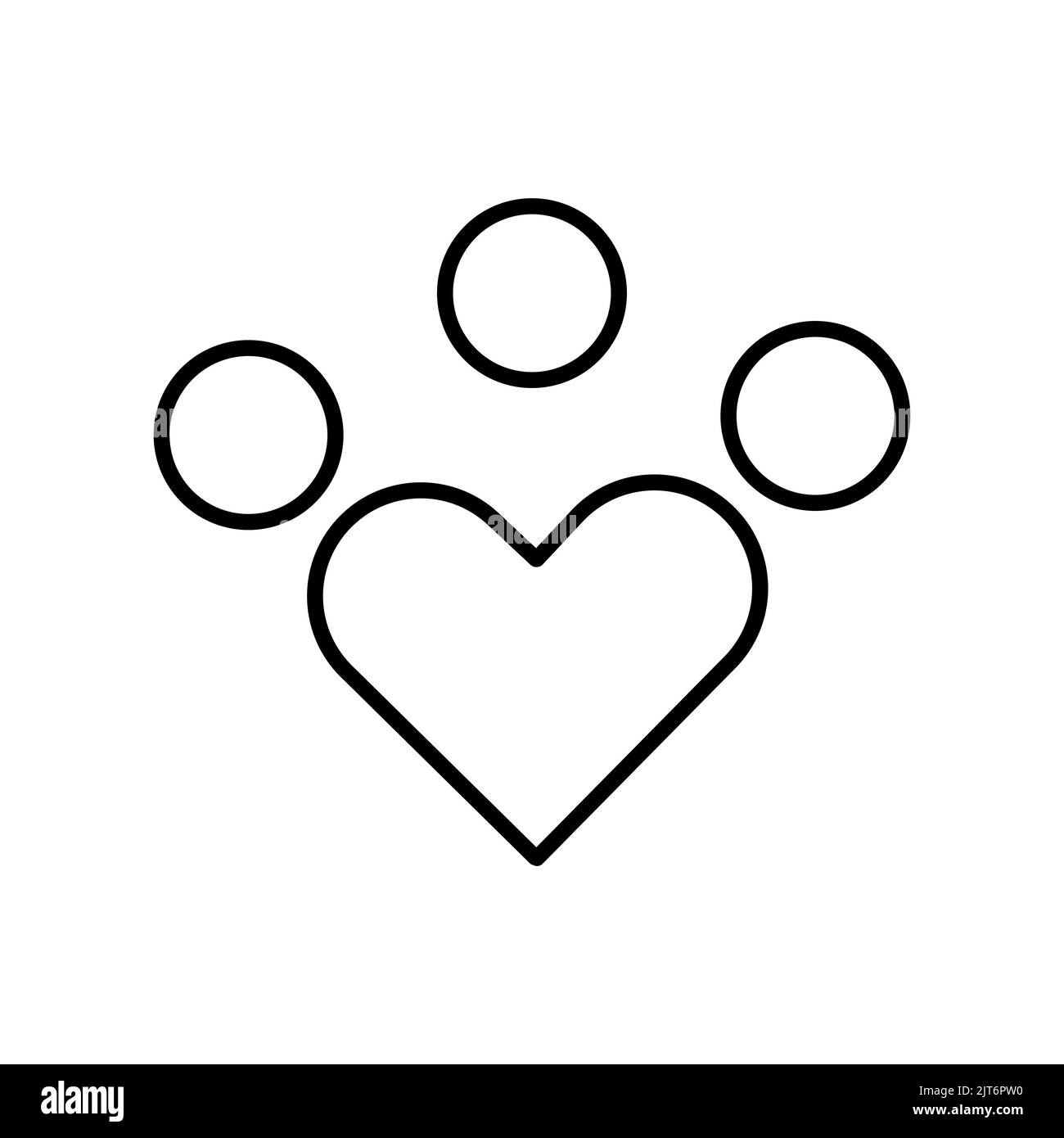 People icon with heart. icon related to diversity, togetherness. line ...